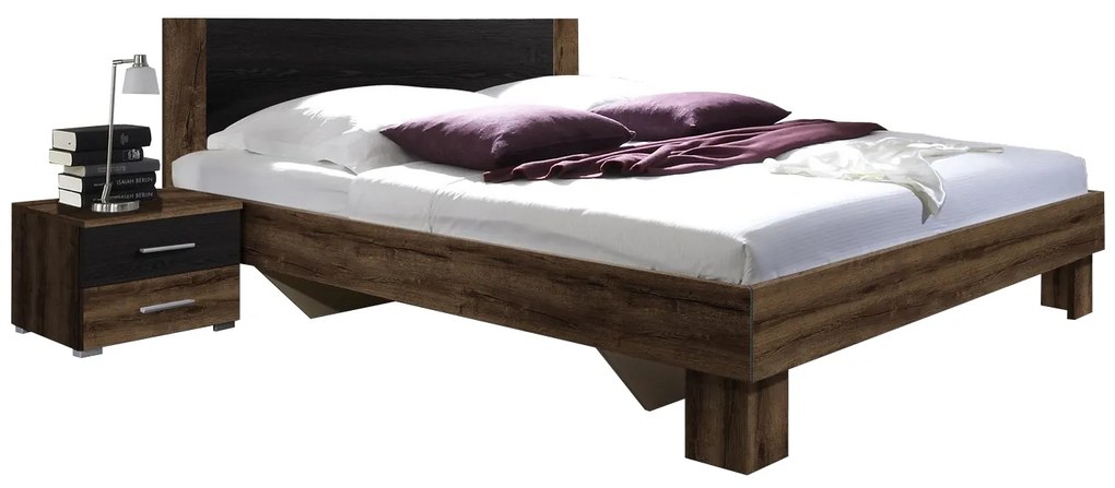 Manželská postel 160 cm Verwood Typ 51 (monastery + černá) (s noč. stolky). 602018