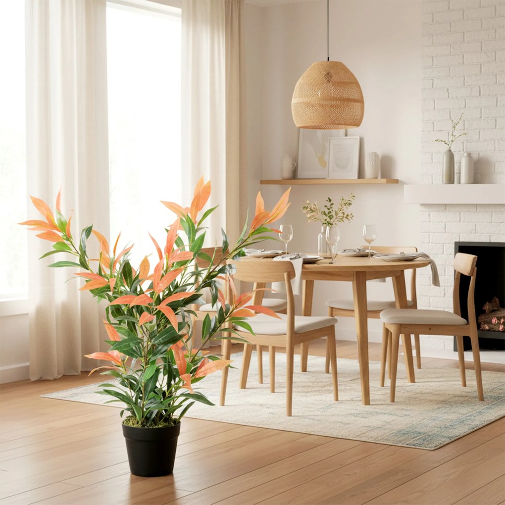 HOMCOM umělá photinia 90 cm, 300 realistických listů, tvarovatelné větve — dekorativní rostlina do interiéru
