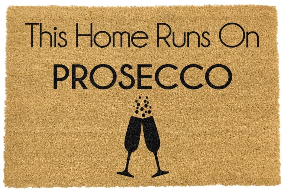 Rohožka z přírodního kokosového vlákna Artsy Doormats This Home Runs On Prosecco, 40 x 60 cm