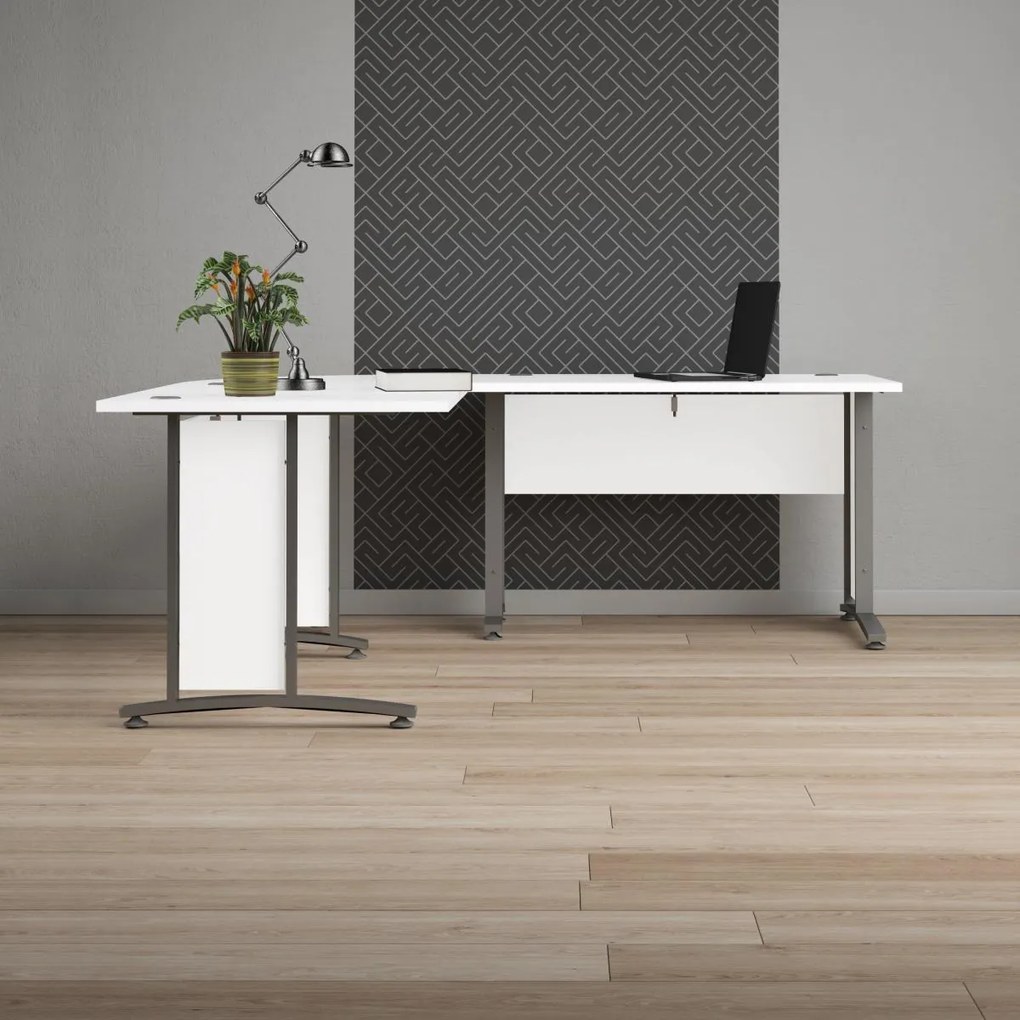 FALCO Rohový psací stůl Office 80400/303 bílá/silver grey
