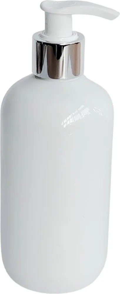 Dávkovač na mýdlo 300 ml bílý s bílo-stříbrnou pumpičkou BELA