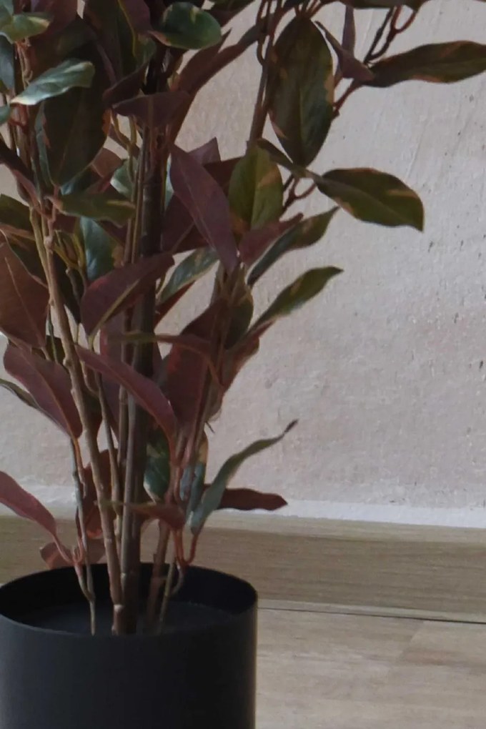 Umělý červený fíkus GOMMA, plast, výška 90 cm, zeleno-červená