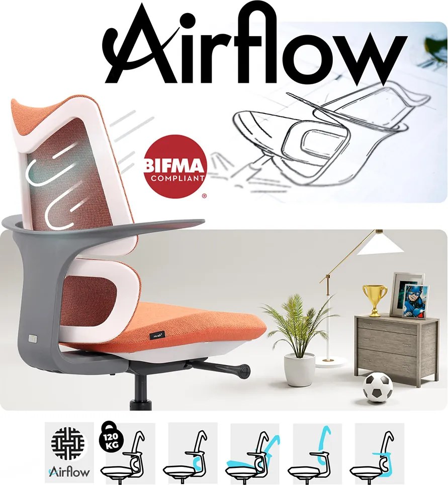 Ergonomická dětská židle MOSH Airflow 396 – šedá