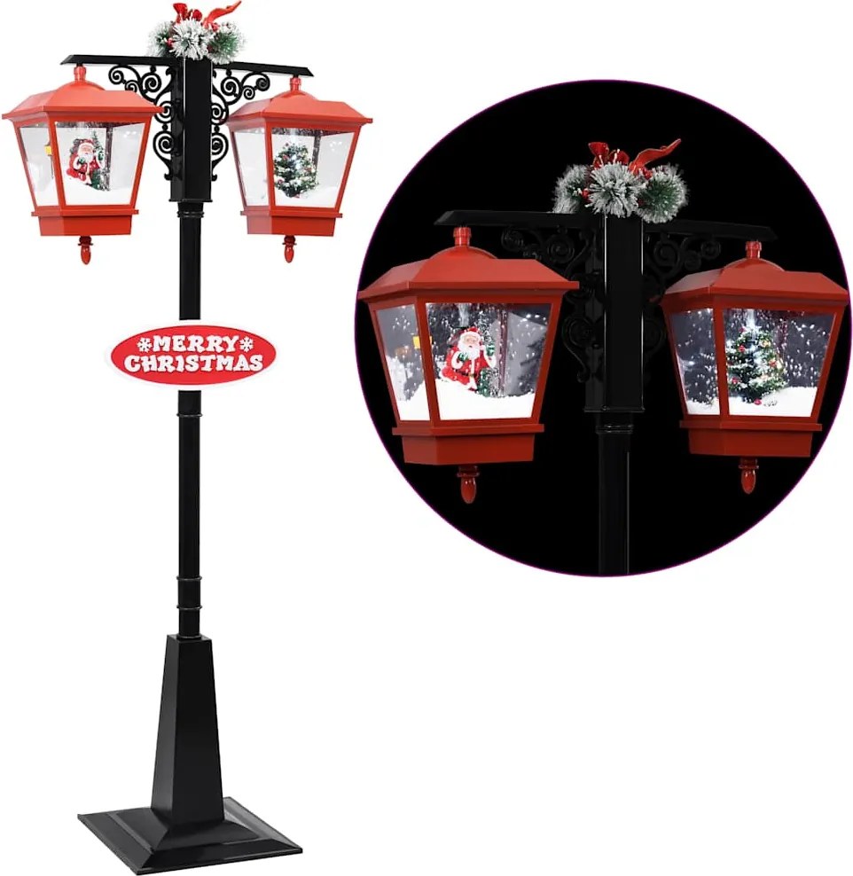 Vánoční pouliční lampa se Santou černo-červená 81x40x188 cm PVC 289926