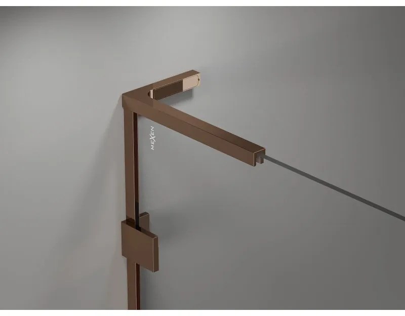 Mexen Lunar-B L výklopný sprchový kout levý 70 x 70 cm, čiré sklo, růžové zlato, 832L-070-070-60-00-L