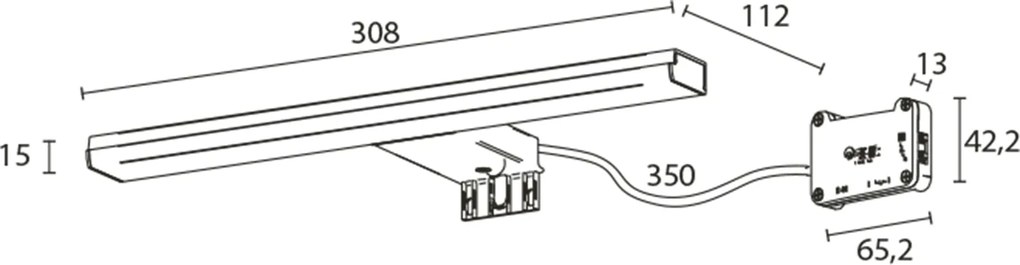 Sapho Felina LED osvětlení zrcadla 8W 308 x 15 x 112 mm chrom FE045