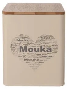 Dóza plech/dřevo 11,5x11,5x14 cm MOUKA SRDCE 127516
