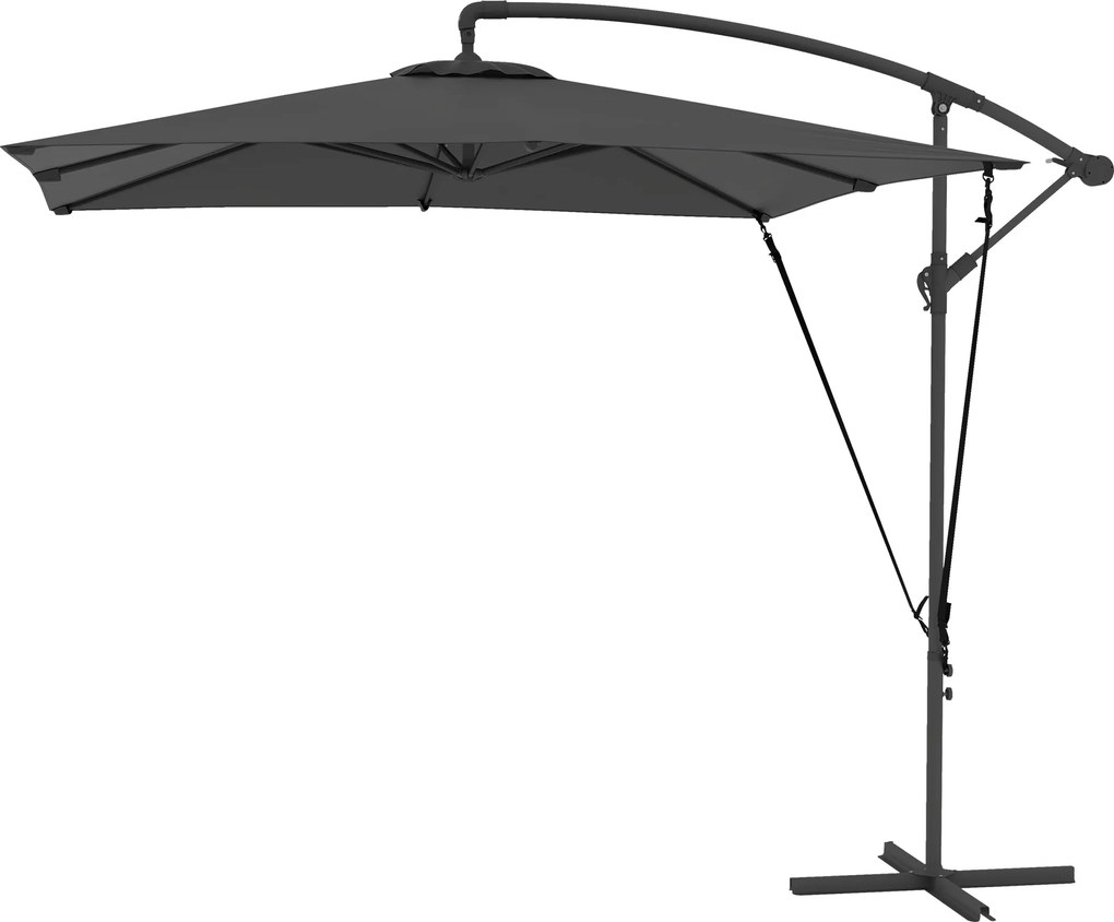Outsunny Eccentric Parasol 247x247 cm Zahradní Slunečník s Křížovou Základnou, Nastavitelným Krytem, Klička a Ochranným Krytem proti UV 50+ pro Terasu
