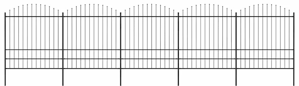 Zahradní plot s kopím nahoře ocelový 838 x 200 cm černý 277752