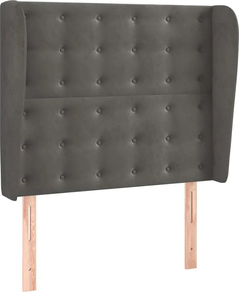 Čelo postele typu ušák tmavě šedé 103x23x118/128 cm samet 3118433