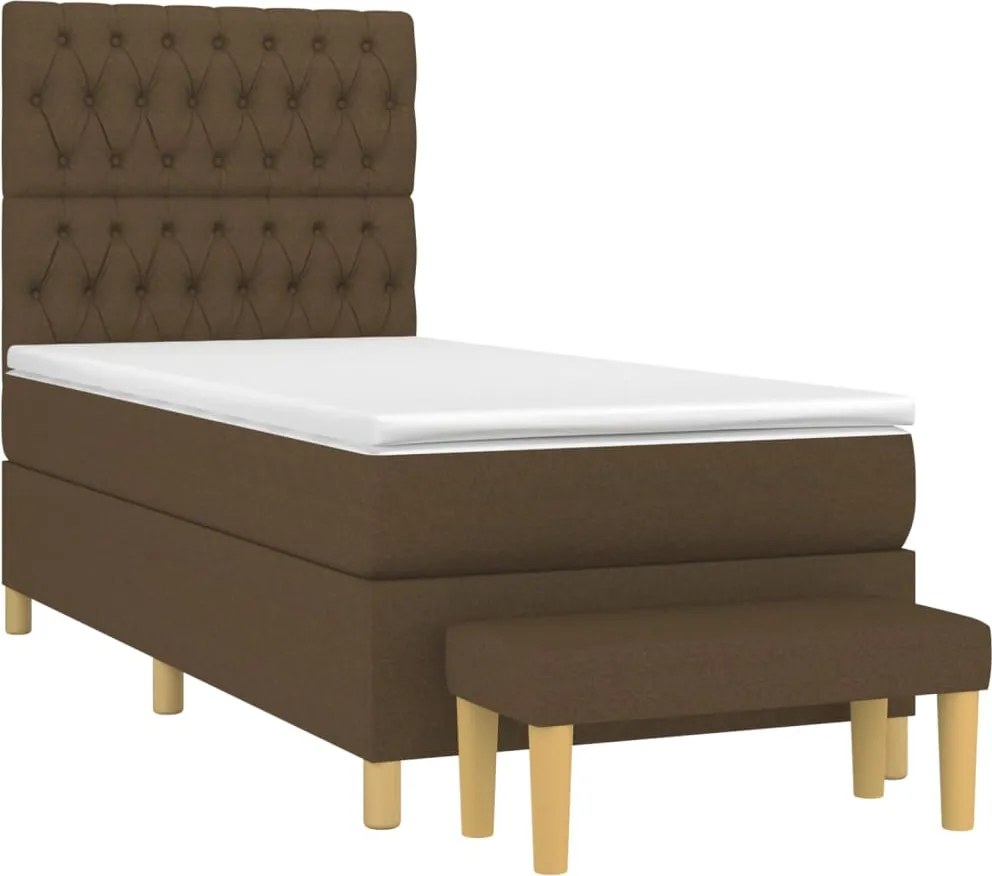 Box spring postel s matrací tmavě hnědá 100 x 200 cm textil 3137376