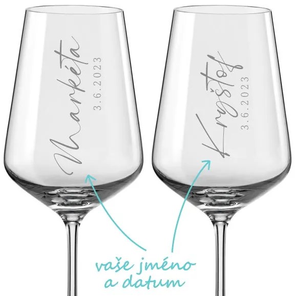 Svatební skleničky na víno Calligraphy style 2 ks