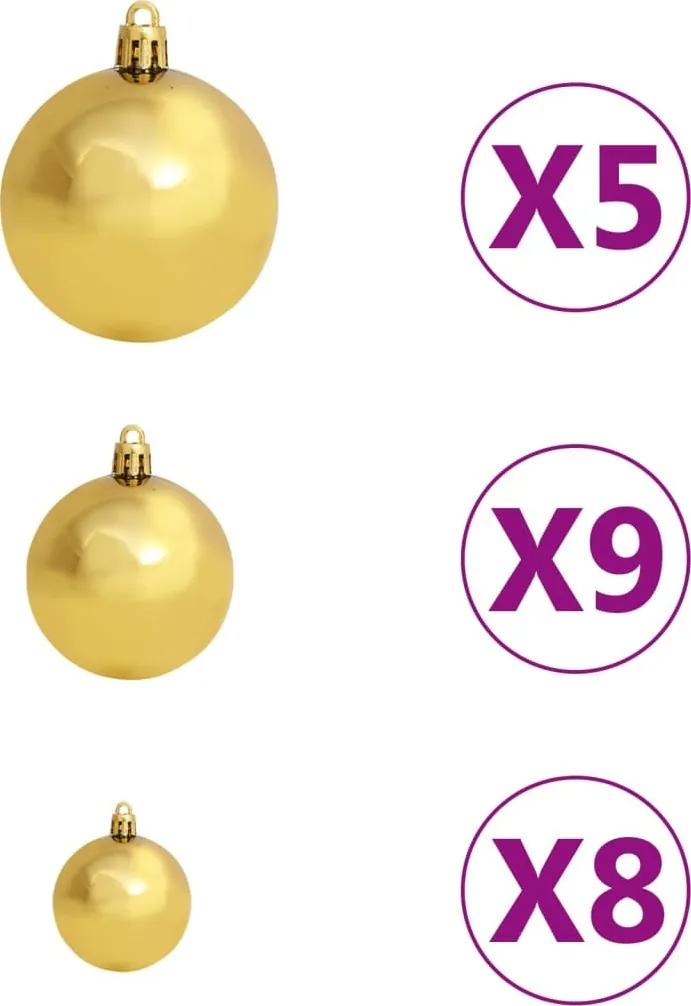 vidaXL Umělý vánoční stromek s LED a sadou koulí 65 cm [3077544] Barva: Růže