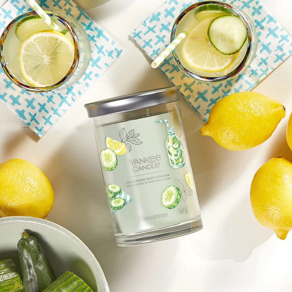 Yankee Candle vonná svíčka Signature Tumbler ve skle velká Cucumber Mint Cooler 567g