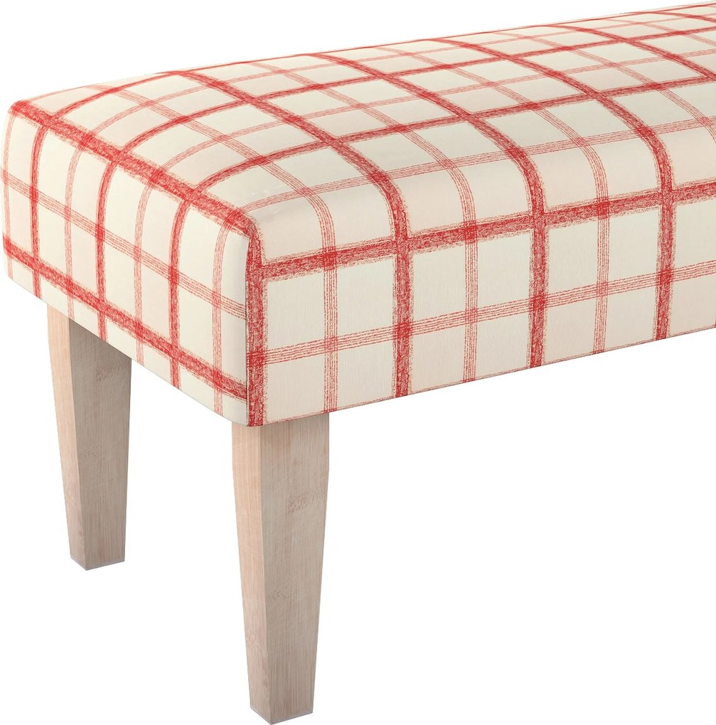 Dlouhá lavička 100x40cm barva červená látka vzorované