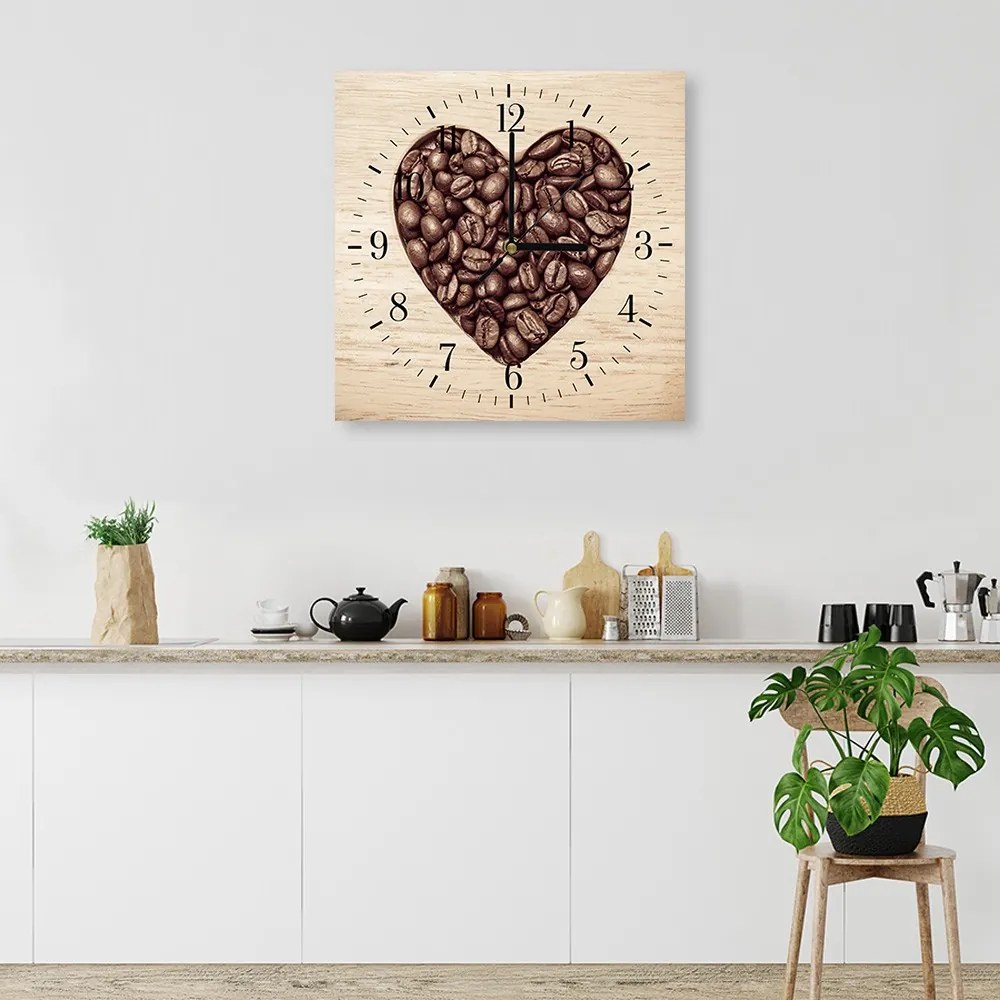 Gario Hodiny na zeď Coffee Bean Heart Rozměry: 40 x 40 cm