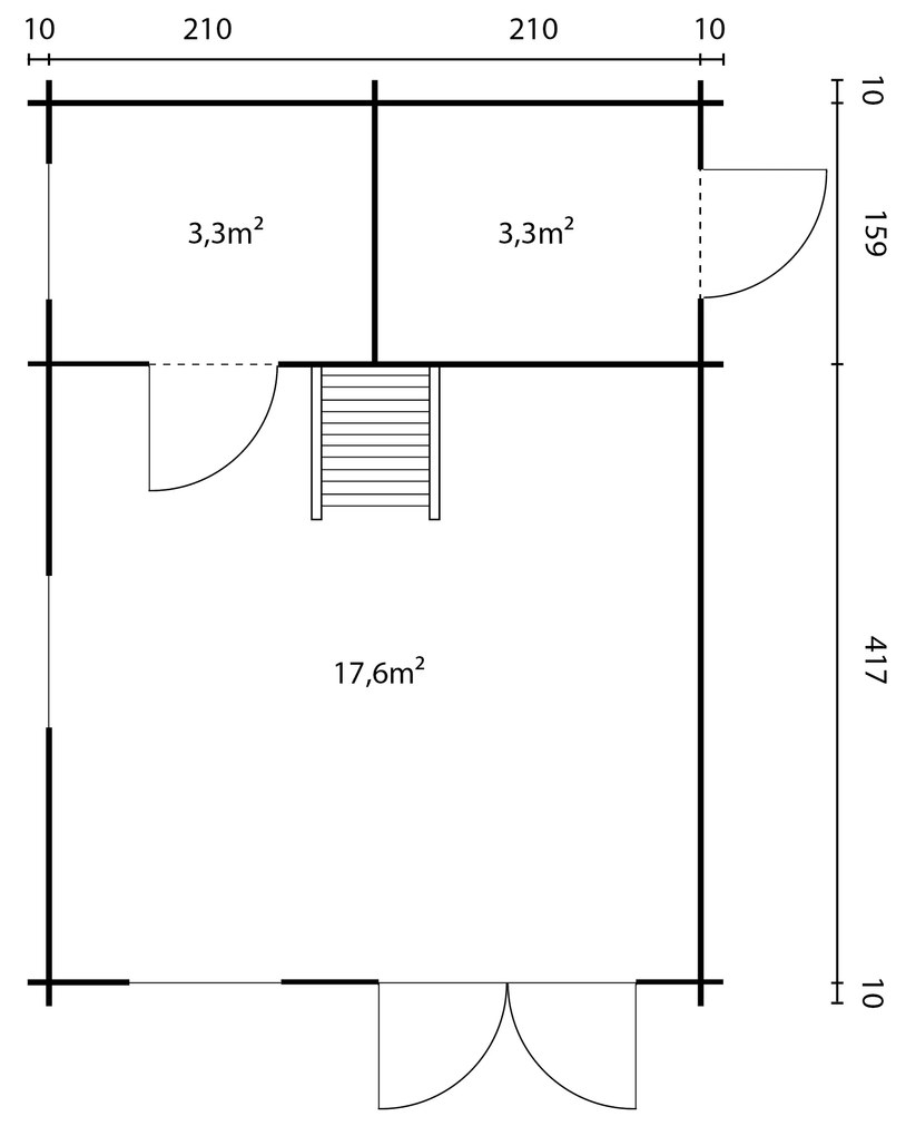 Domek Gerald C 440x595cm, 3 pokoje + podkroví, 70mm