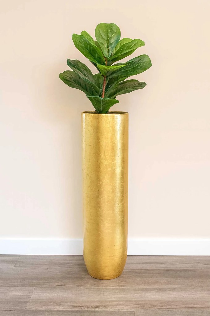Exkluzivní květináč SOLERIO, sklolaminát, výška 120 cm, zlatý lesk