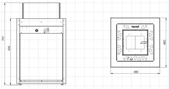 Planika Square GAS - Venkovní plynový krb 79,7x48 cm 10kW
