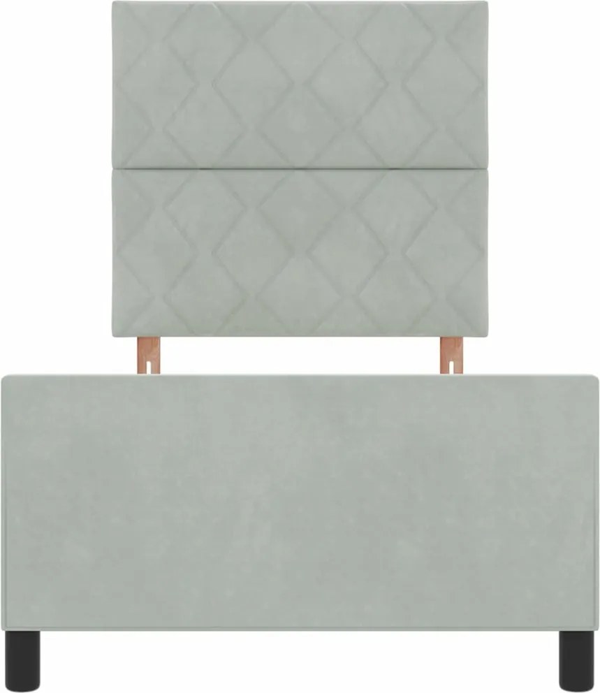 Postel s boxspringem s čelo Světle šedá 90 x 200 cm samet 3344981