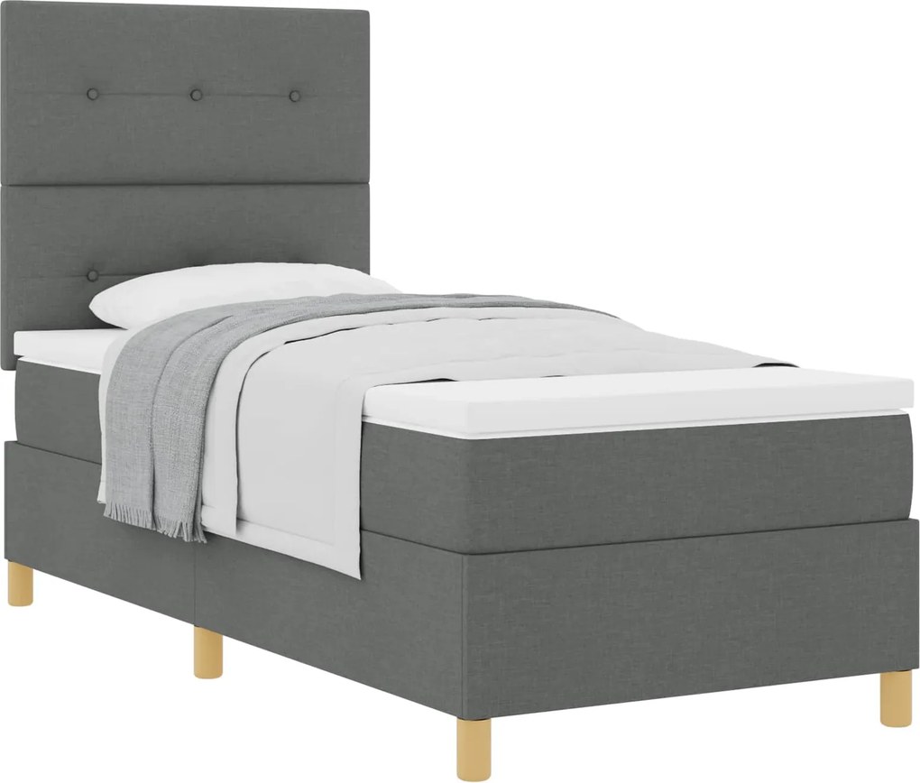 Postel s boxspringem s čelo Tmavě šedá 80 x 200 cm textil 3339575