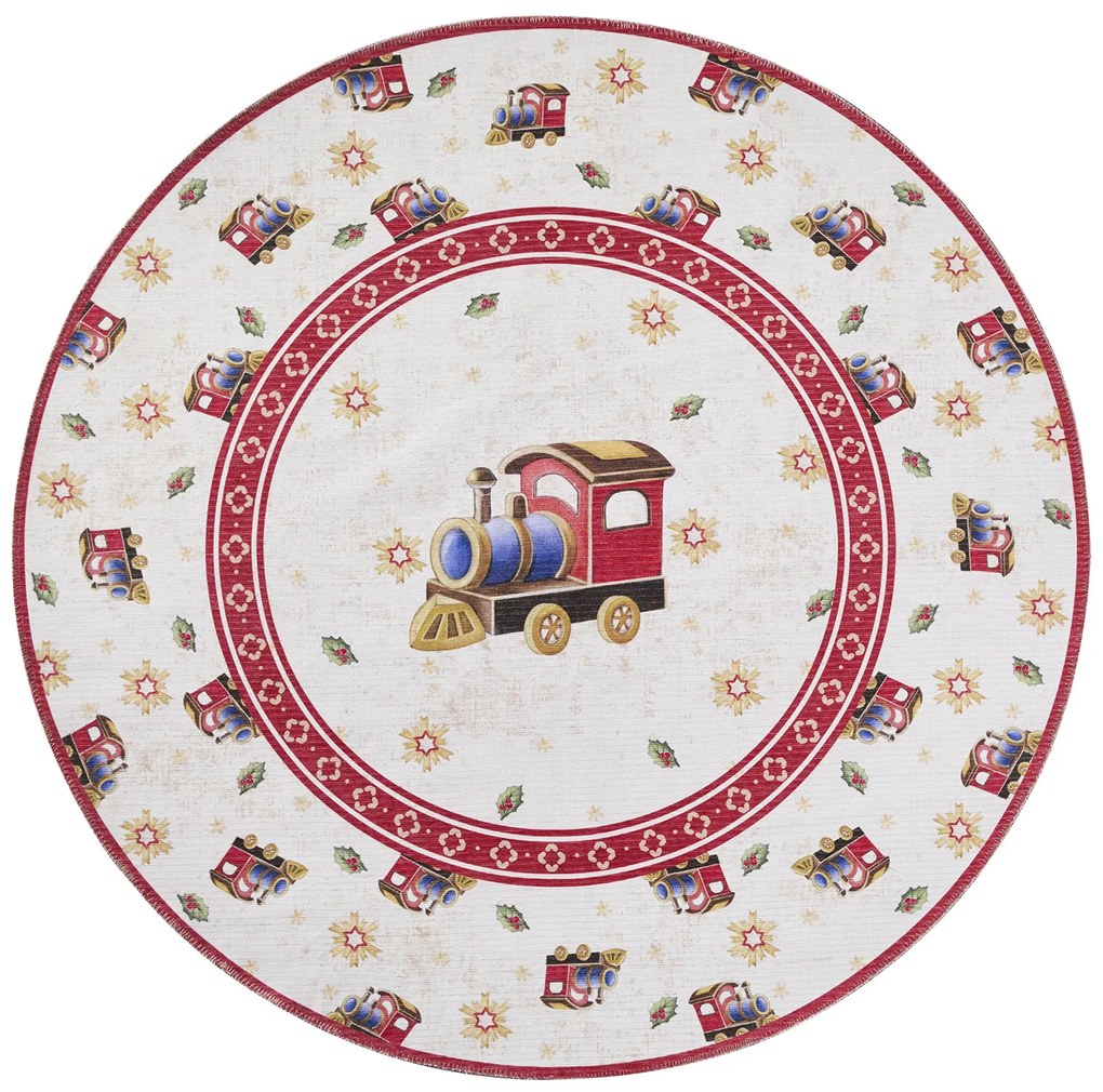 Villeroy & Boch, Kusový koberec Villeroy & Boch Toy's delight 106276 Cream, Red kruh, 160x160 (průměr) kruh, červená, obývací pokoj