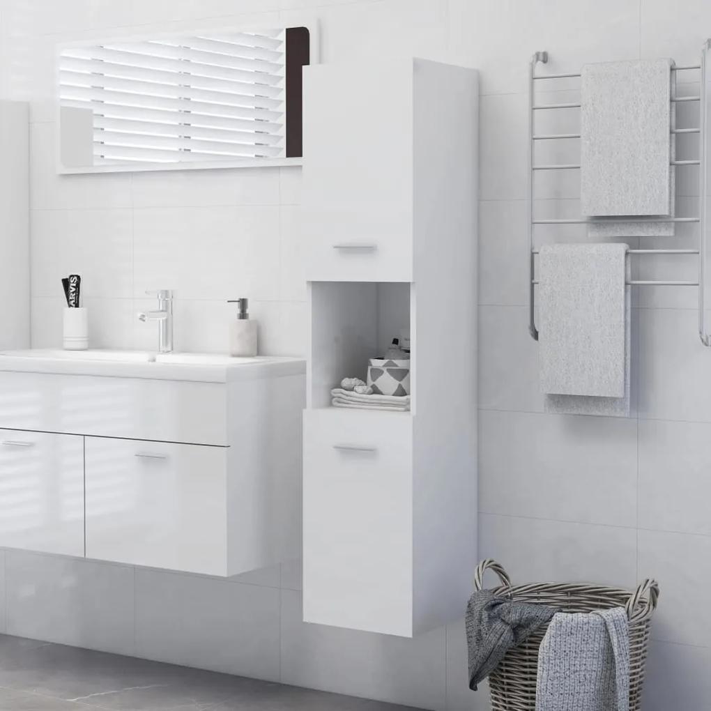 Koupelnová skříňka bílá vysoký lesk 30x30x130 cm dřevotříska - Default Title