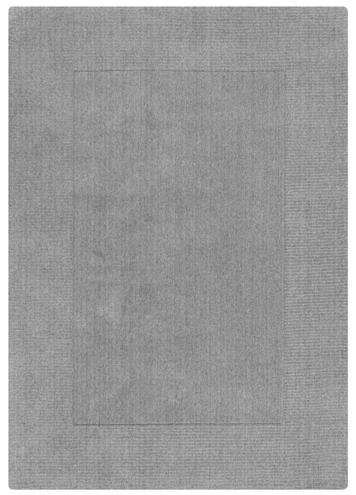 Flair Rugs, Kusový ručně tkaný koberec Tuscany Textured Wool Border Grey Marl, 200x290, šedá, ložnice