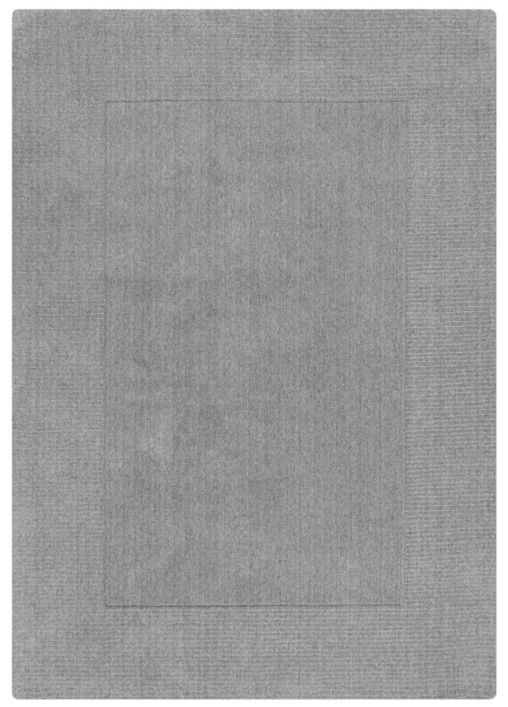 Flair Rugs koberce Kusový ručně tkaný koberec Tuscany Textured Wool Border Grey Marl - 120x170 cm