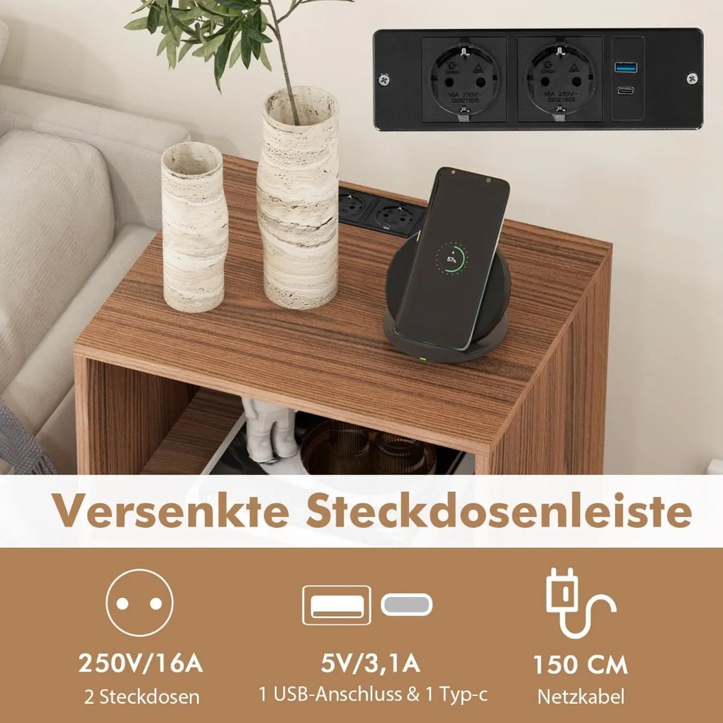 Costway Stojan na gramofony s nabíjecí stanicí 3patrový stojan na gramofony