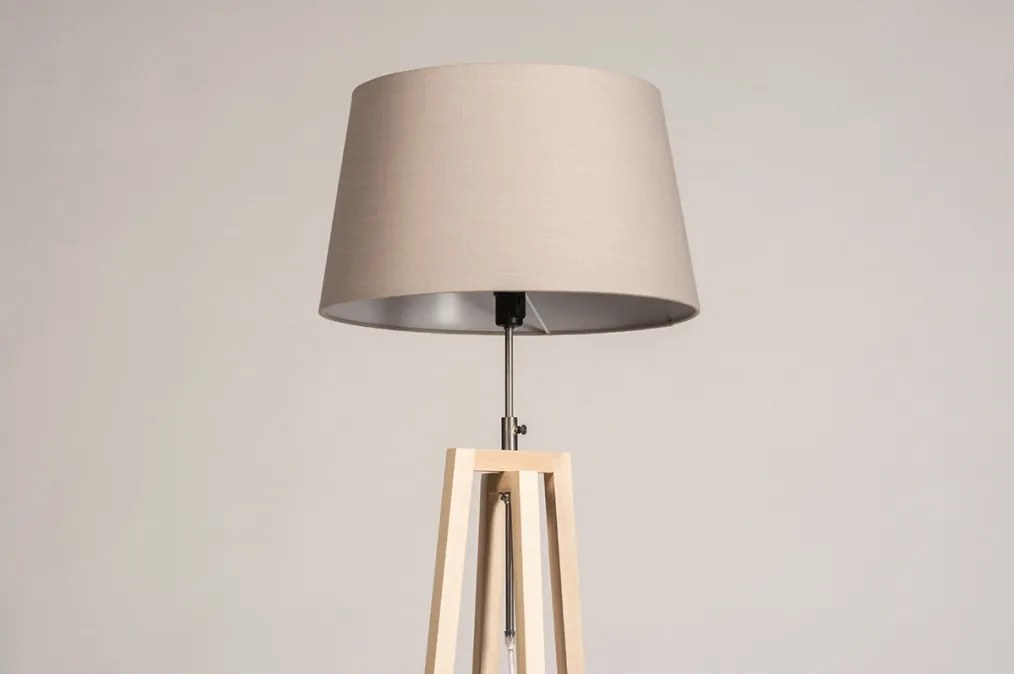 Stojací designová lampa Paola Taupe and Natur Wood