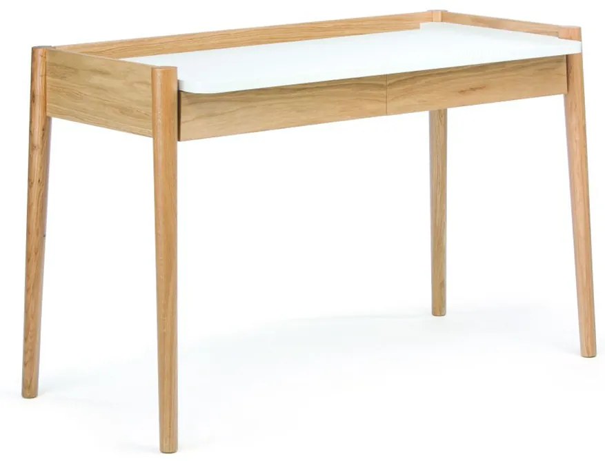 Bílý dubový pracovní stůl Woodman Feldbach 126x60 cm