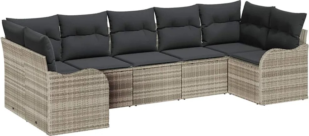 Sada zahradních pohovek 7 pcs Světle šedá Poly ratan 3345852