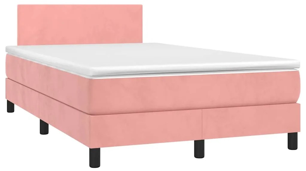 Box spring postel s matrací a LED růžová 120 x 190 cm samet 3270146