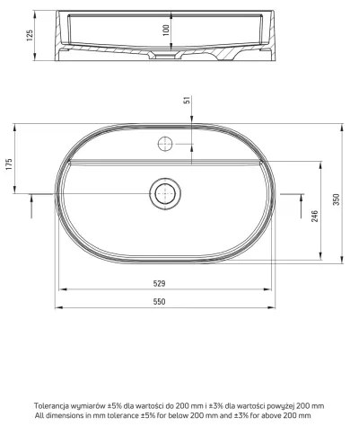 Deante CQS_5U6B - Umyvadlo na desku s otvorem SILIA 35x55 cm granit/béžová