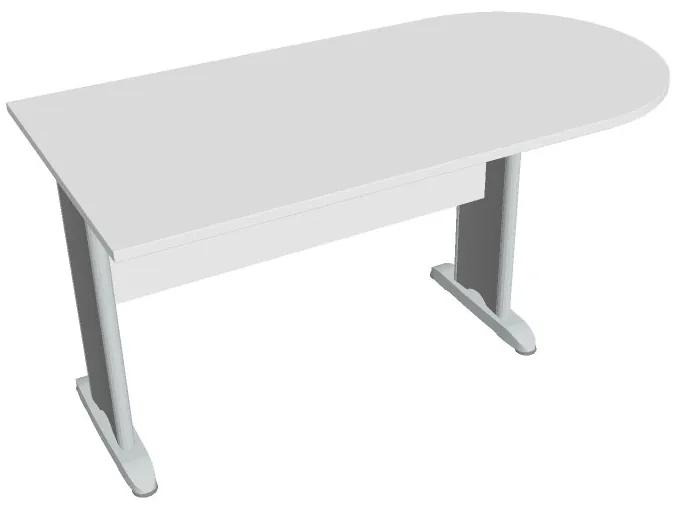 Stůl jednací oblouk 160 cm - Hobis Cross CP 1600 1 Dekor stolové desky: bílá, Dekor lamino podnože: bílá, Barva nohou: Stříbrná