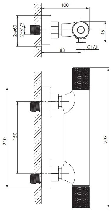 Cersanit Zen, nástěnná sprchová baterie, černá matná, S951-582