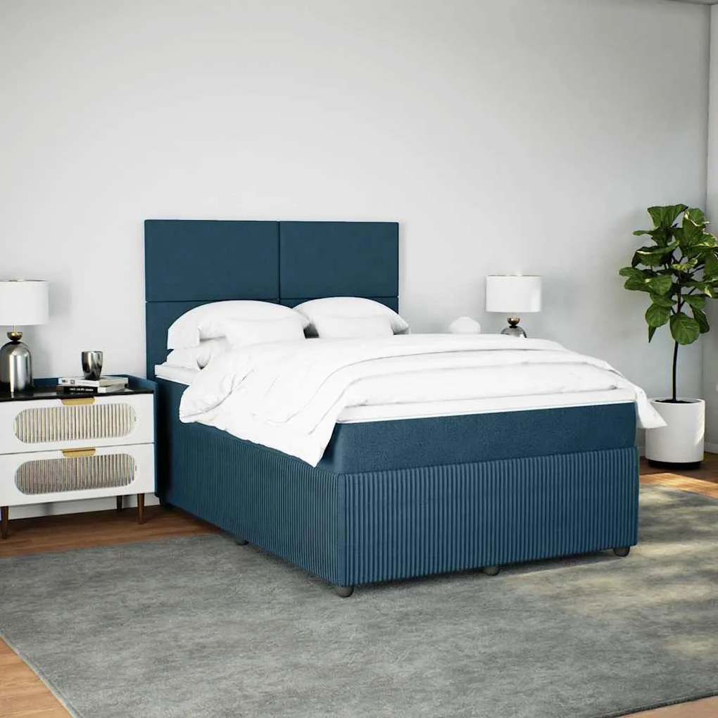 Box spring postel s matrací modrá 160 x 200 cm samet 3294680