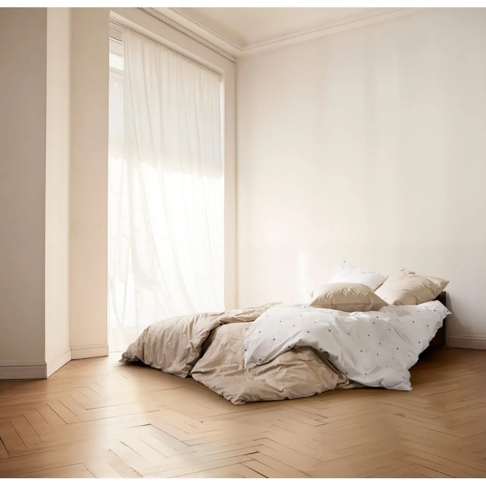 Bílé povlečení na dvoulůžko/prodloužené z bavlněného perkálu 200x220 cm Daisy – JUNA