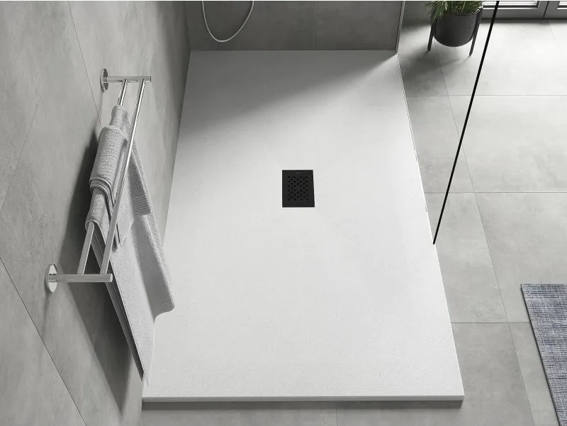 Mexen Hugo, obdélníková sprchová vanička SMC 200 x 100 cm, bílá, černá krytka, 42101020-B