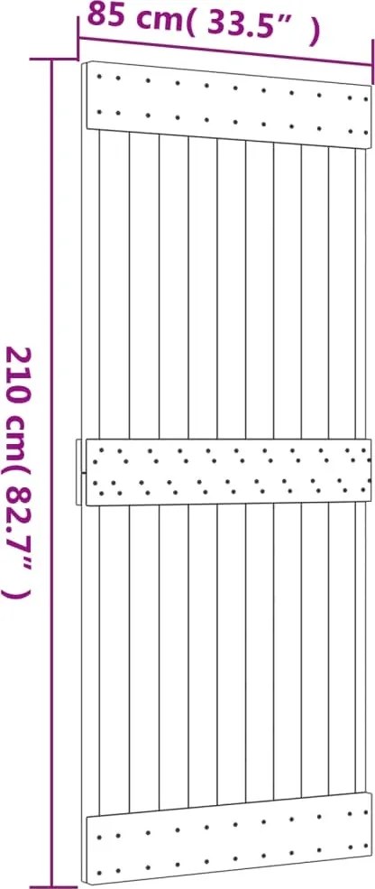 vidaXL Dveře NARVIK 85 x 210 cm masivní borové dřevo [154432] Barva: Přírodní