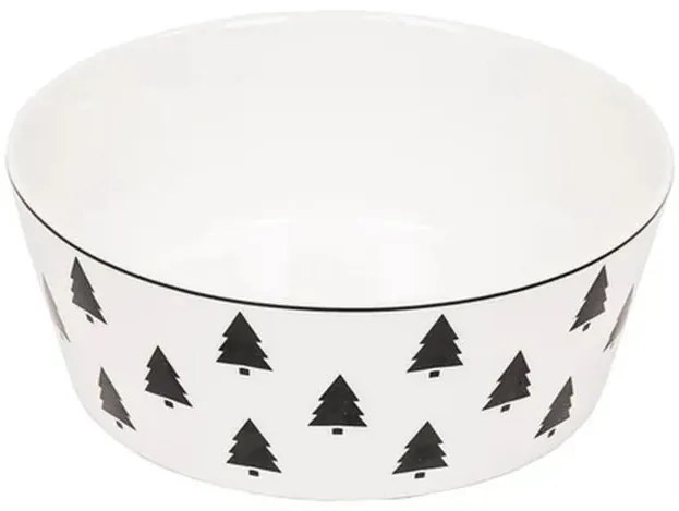 Krémová porcelánová salátová miska se stromky X-Mas Tree - Ø 17,5*6,5 cm
