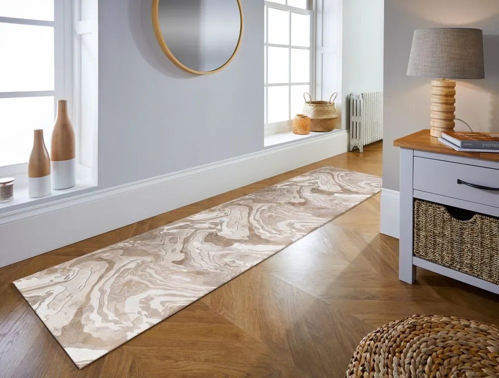 Flair Rugs, Běhoun Eris Marbled Natural, 80x300, béžová, chodba / předsíň