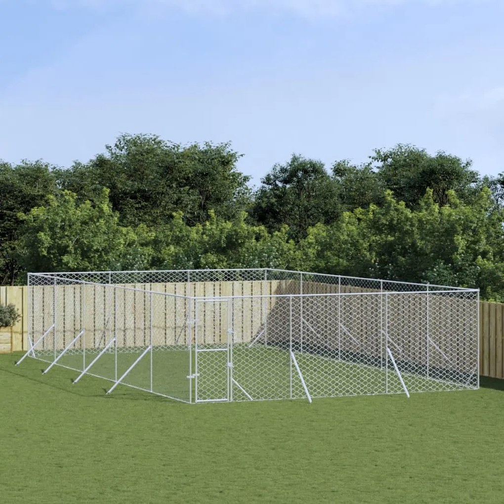 Venkovní psí kotec stříbrný 6 x 10 x 2 m pozinkovaná ocel 3190461