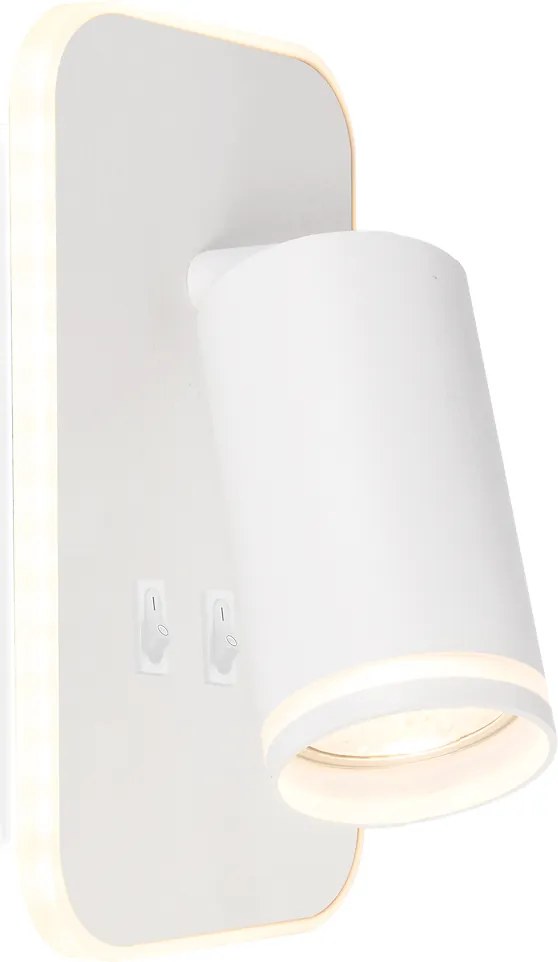 Nástěnné svítidlo Pipe Ring, 1x bílé kovové stínítko + 1x LED 6w, w, vypínač
