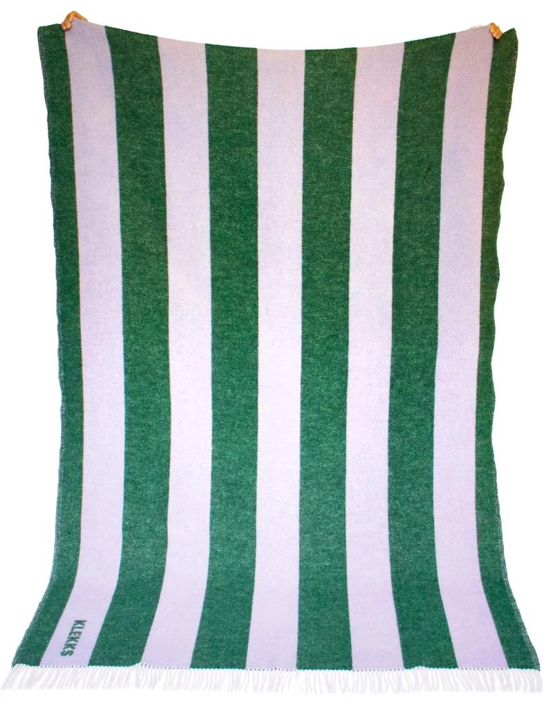 KLEKKS Vlněný pléd Klekks No. 6 (130 x 200 cm), zelená barva, textil
