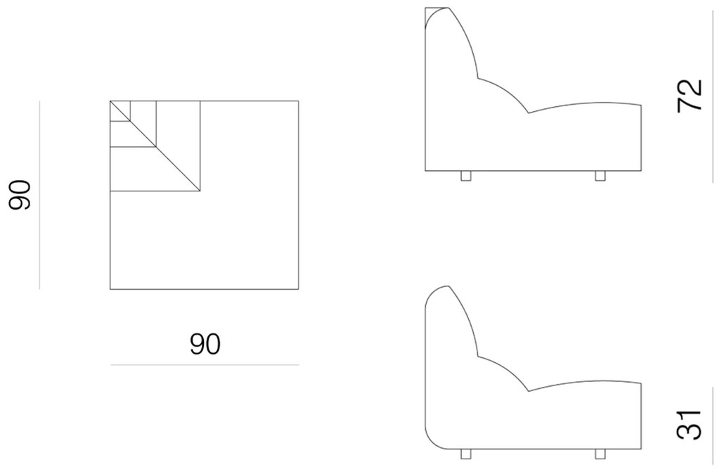 Prostoria designové sedačky Layout Sofa Outercorner Seat S