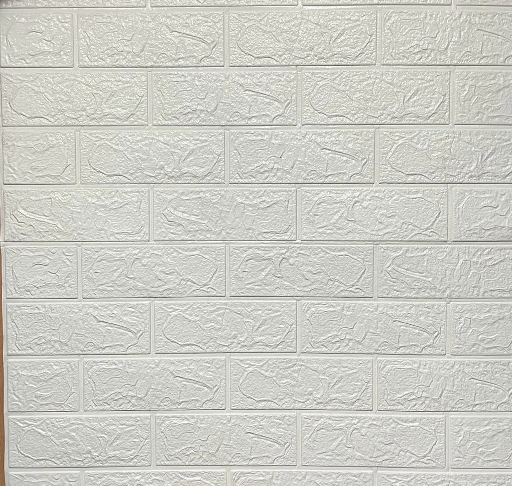3D pěnový obkladový samolepicí panel na zeď PB3501 bílá cihla 70 x 77 ...
