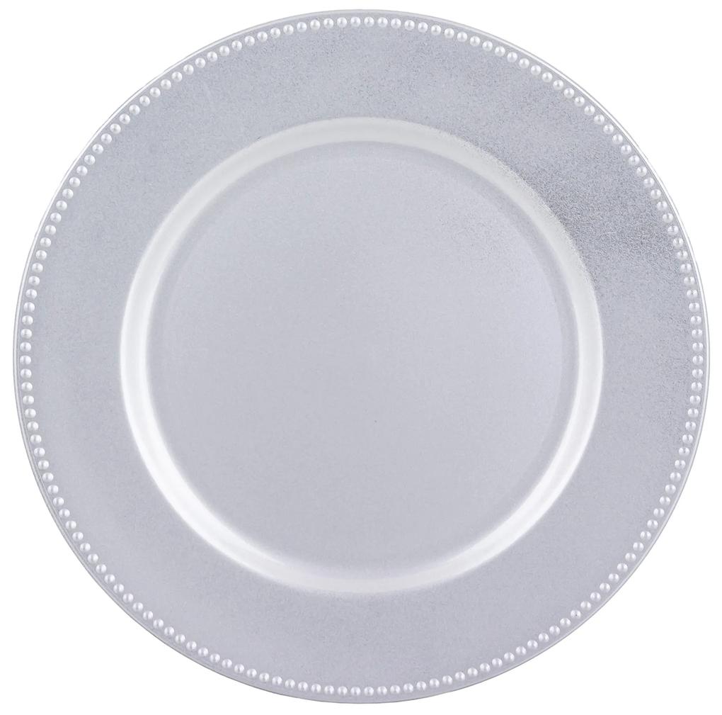 Plastový talíř stříbrný 160238