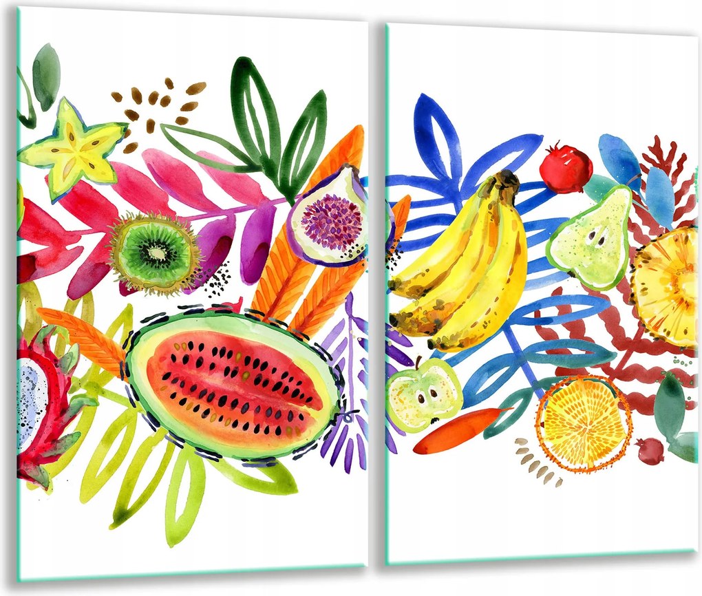 Skleněná Krájecí Deska 2x 30x52 Ovoce Tvrzené Sklo Kuchyně 7v1